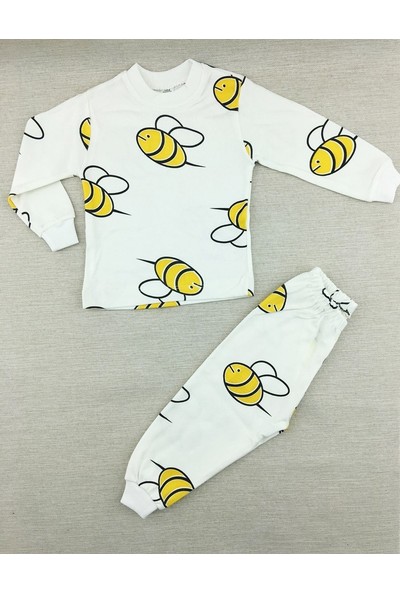 Bebedonat Arılı Pijama Takımı Beyaz