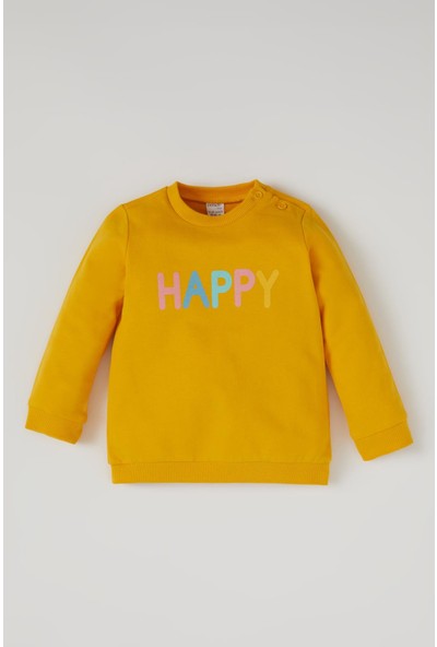 DeFacto Kız Bebek Yazı Baskılı Pamuklu Sweatshirt U0381A221SP