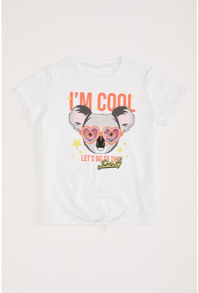 DeFacto Kız Çocuk Koala Hareketli Baskılı Kısa Kollu Tişört R0238A620SM