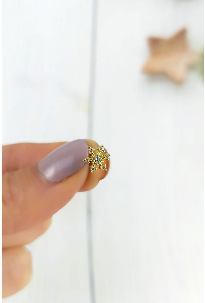 ÇLK Accessories 316 L Cerrahi Çelik Taşlı Kar Tanesi Piercing TRPIERCING028 P32003