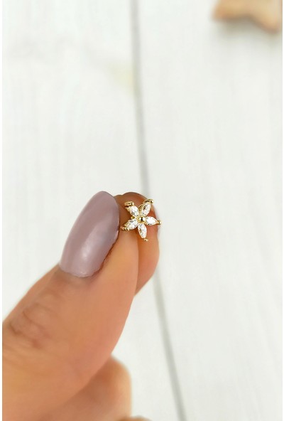 ÇLK Accessories 316 L Cerrahi Çelik Taşlı Çiçek Piercing TRPIERCING033 P32003