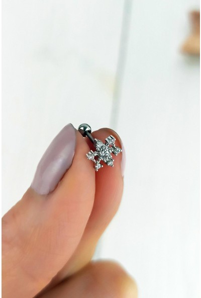 ÇLK Accessories 316 L Cerrahi Çelik Taşlı Kar Tanesi Piercing TRPIERCING028 P32003