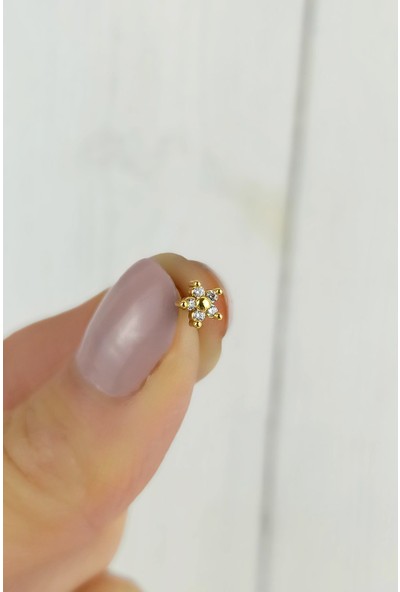 ÇLK Accessories 316 L Cerrahi Çelik Taşlı Minimal Çiçek Figür Piercing TRPIERCING055 P32003