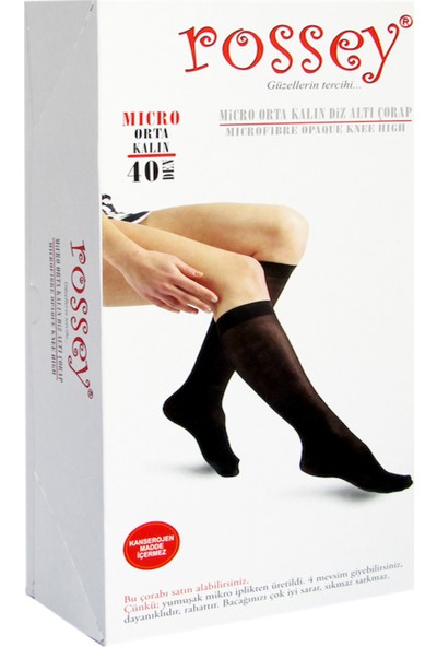 Rossey Micro Orta Kalın(40 D) Dizaltı Çorap-Vizon 86-(12 Çift)