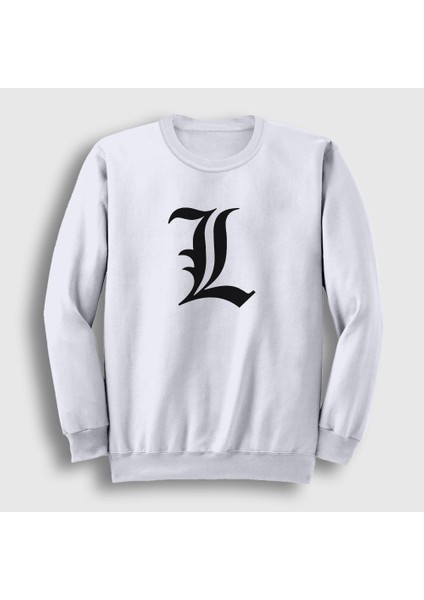 Presmono Unisex Beyaz Logo L Anime Death Note Sweatshirt Fiyatı