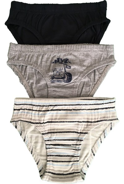 Domikids Erkek Çocuk Slip Çamaşır -3'lü Set(Lacivert-Gri-Ekru)