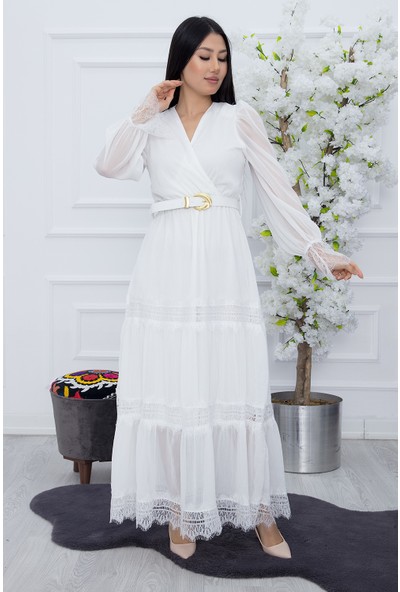 Kalopya Bayan Dantel Detaylı Uzun Şifon Elbise 7227 Kalopya Bayan Dantel Detaylı Uzun Şifon Elbise 7227