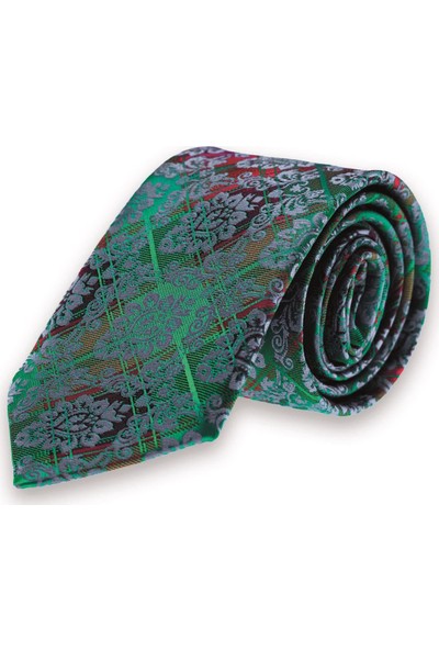 Ala Aksesuar Yeşil Şal Desen Klasilk Kravat