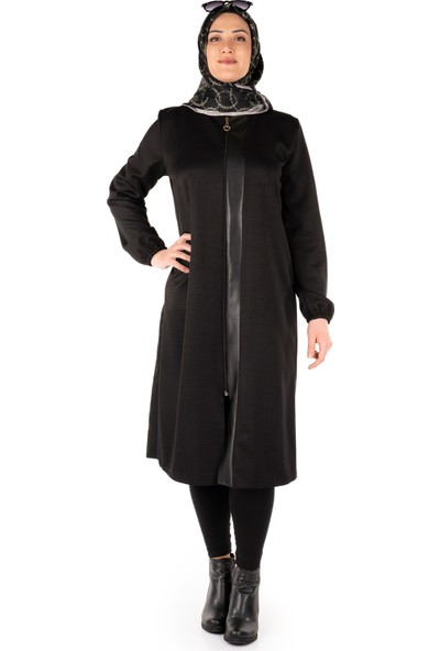 Oktayusta Collection Siyah Deri Detaylı Ferace&kap