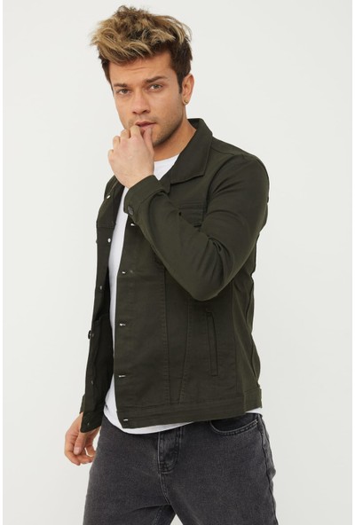 Y & G Erkek Haki Renk Slim Fit Kot Ceket Y & G Erkek Haki Renk Slim Fit Kot Ceket