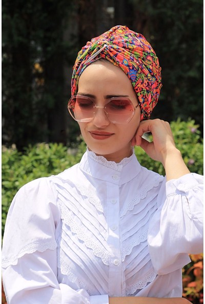 Sahra Şal Dünyasi Desenli Dolama Bone Sahra Şal Dünyasi Desenli Dolama Bone