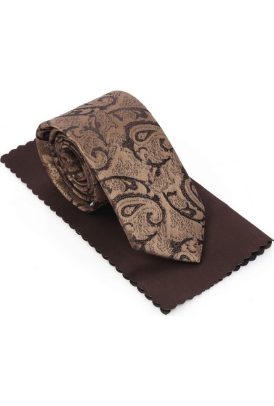 Tr10fashion Kahverengi Mendilli Kravat