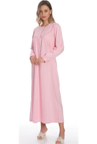 Akala Akala-Dy Pamuklu Uzun Kol Penye Kadın Gecelik 9001