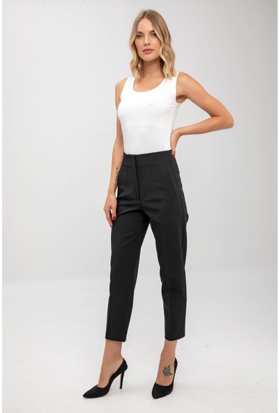 Karol Kadın Yüksek Bel Havuç Pantolon - Siyah