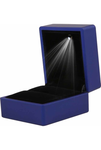 Toptan Hediyeci Mavi Işıklı Yüzük Kutusu