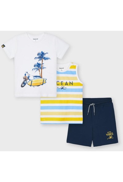 Mayoral Erkek Çocuk Baskılı 3'lü Tişört Şort Takımı 3639