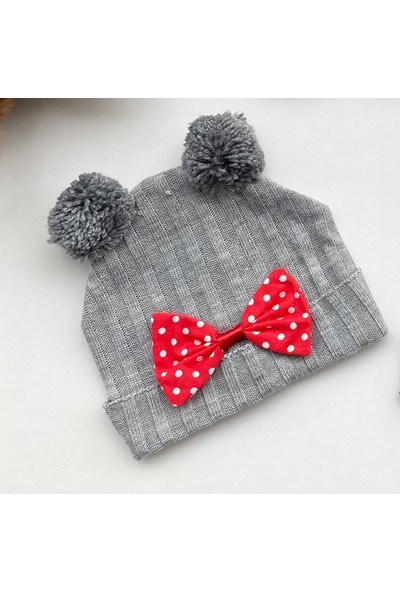 Güneş Bebe Mickey Triko Şapka Gri