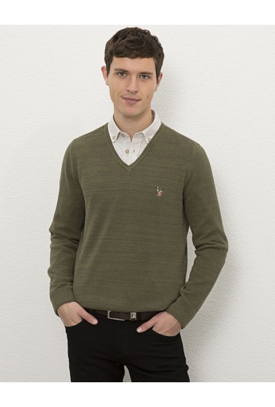 U.S. Polo Assn. Yeşil Triko Kazak 50228357-VR126 U.S. Polo Assn. Yeşil Triko Kazak 50228357-VR126