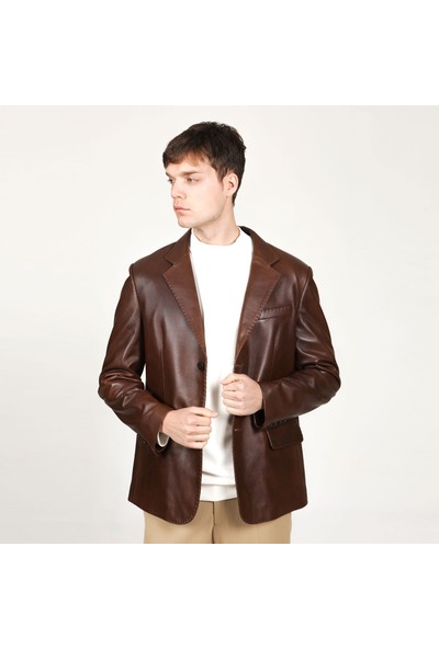 Dericlub Damat Blazer Deri Erkek Ceket