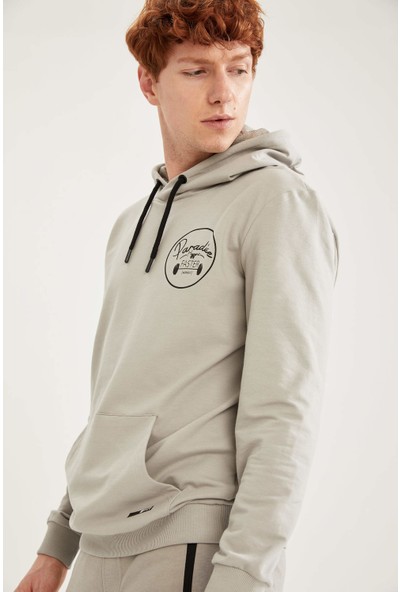 DeFacto Slim Fit Kapüşonlu Sırt Baskılı Sweatshirt T2763AZ21SP