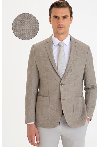Pierre Cardin Açık Kahverengi Slim Fit Ceket 50205359-VR002 Pierre Cardin Açık Kahverengi Slim Fit Ceket 50205359-VR002