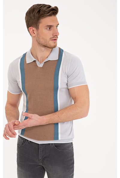 Pierre Cardin Kahverengi Slim Fit Polo Yaka Triko Kazak 50232469-VR002 Pierre Cardin Kahverengi Slim Fit Polo Yaka Triko Kazak 50232469-VR002