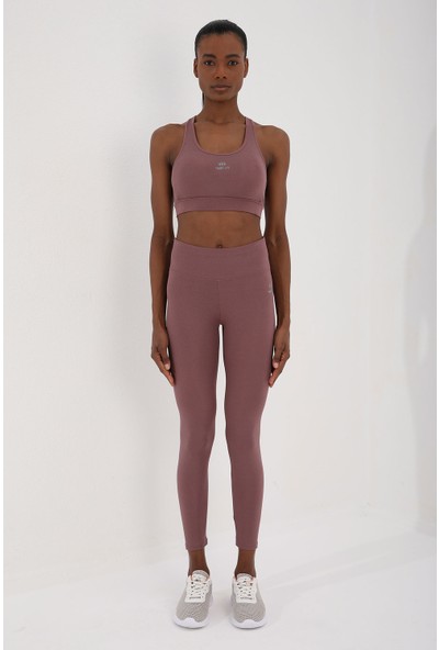 Tommy Life Gül Kurusu-Gül Kurusu Kadın Yüksek Bel Toparlayıcılı Çapraz Sırt Detaylı Tayt Takım - 95282