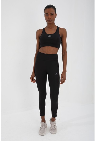 Tommy Life Siyah Kadın Çapraz Sırt Detaylı Slim Fit U Yaka Spor Büstiyer - 97121