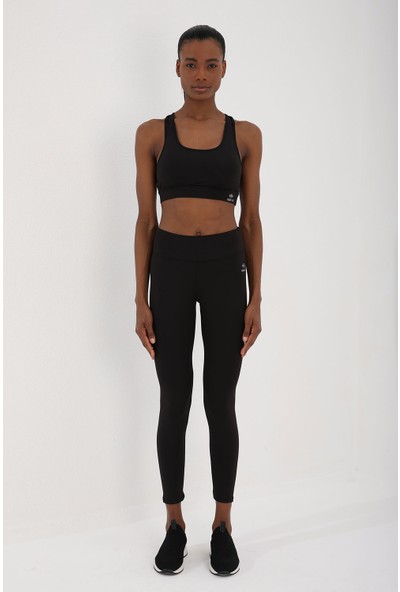 Tommy Life Siyah Kadın Yüksek Bel Toparlayıcılı Sırt Detaylı Büstiyer Tayt Takım-95281