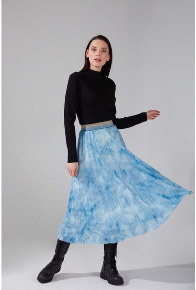 Mizalle Piliseli Batik Etek (Mavi)