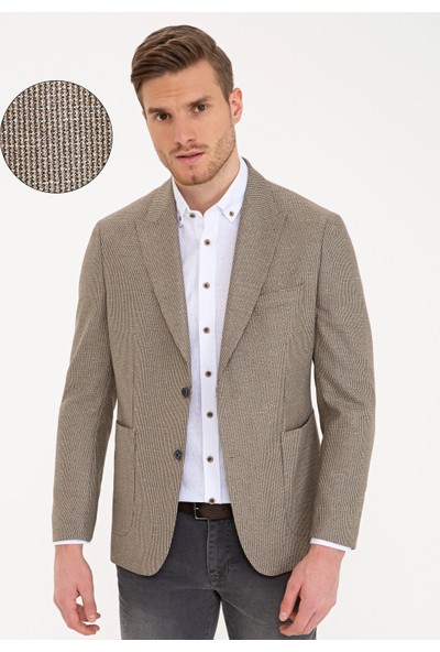 Pierre Cardin Açık Kahverengi Slim Fit Ceket 50235498-VR002