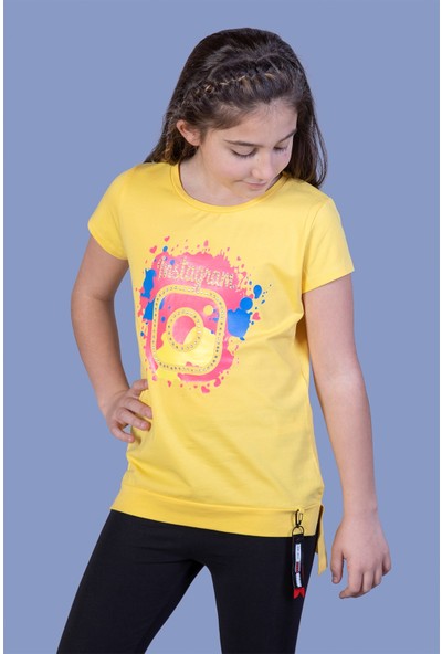 Toontoy Kız Çocuk Renkli Instagram Baskılı T-Shirt Toontoy Kız Çocuk Renkli Instagram Baskılı T-Shirt
