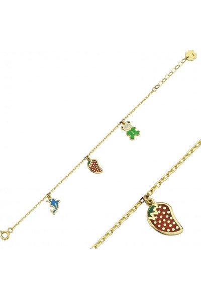 Online Takı 14 Ayar Yeşil Altın Çocuk Bilekliği