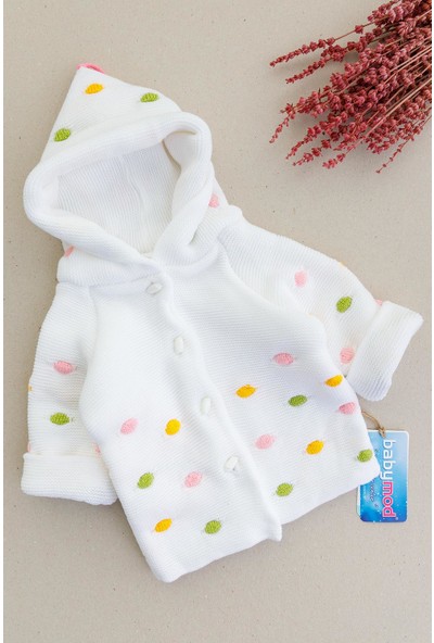 Babymod Kapüşonlu Çift Katlı Triko Kız Bebek Hırka