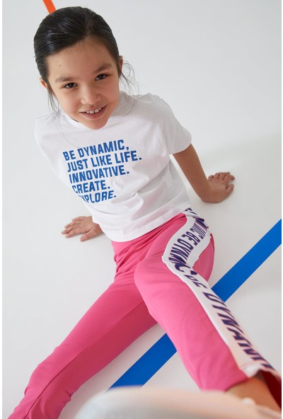 DeFacto Kız Çocuk Yazı Baskılı Yüksek Bel Active Spor Tayt T5862A621SP
