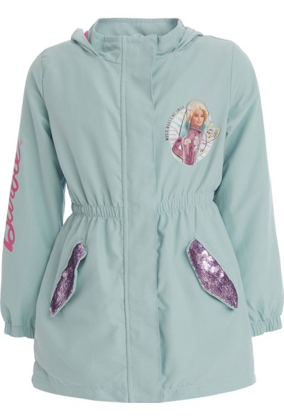 DeFacto Kız Çocuk Barbie Lisanslı  Kapüşonlu Uzun İnce Yağmurluk S5873A621SP