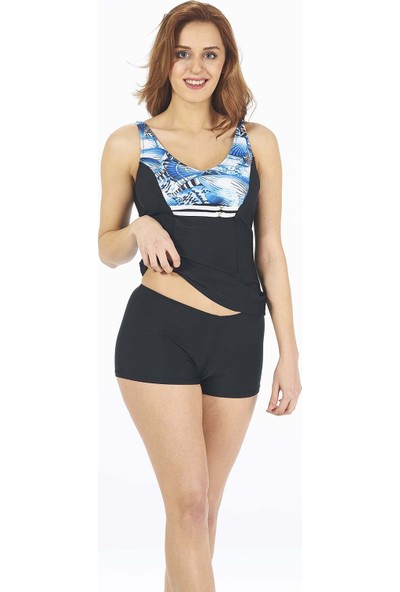 Estiva Kadın Kap Desenli Şortlu Tankini