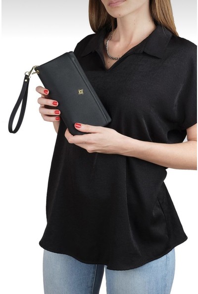 ÇLK Accessories Siyah Önü Fermuarlı Kadın Cüzdan TRCÜZDAN200027 Lbn1-10