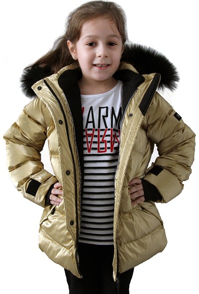 Benitto Kids Kız Çocuk Naturel Kürklü Mont 51220