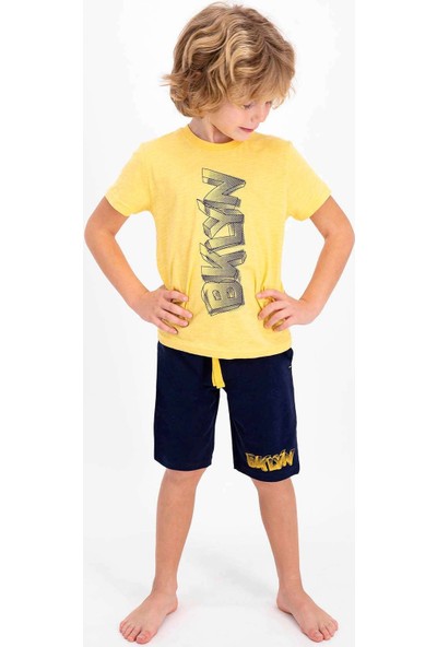 RolyPoly Erkek Çocuk Sarı Kısa Kol Bermuda Şort Takım