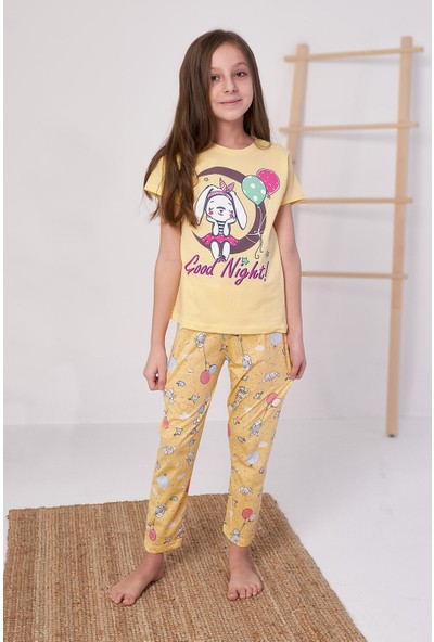 Zepkids Kız Çocuk Pijama Takım Good Night Baskılı 4-12 Yaş