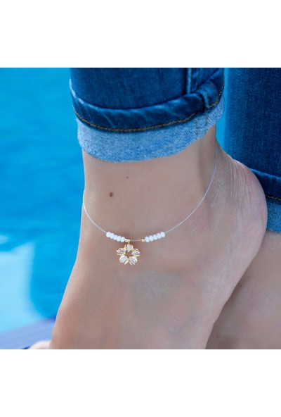 Modex Beyaz Taşlı Çiçek Halhal Modex Beyaz Taşlı Çiçek Halhal