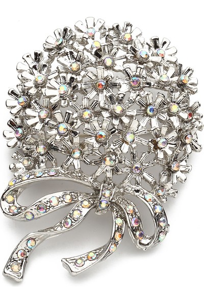 Modex Rodyum Buket Broş