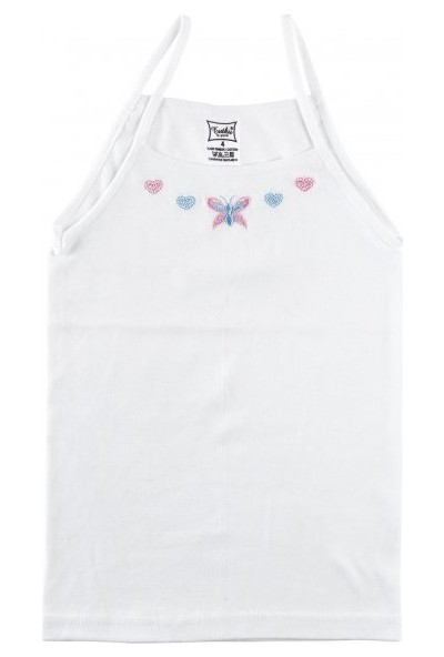 Tutku Kız Çocuk İp Askılı İşlemeli Atlet 3'lü Paket