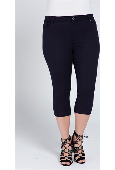 Rmg Büyük Beden Pamuk Kapri Lacivert