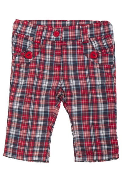 Tuc Tuc Kız Çocuk Ekose Pantolon British Kırmızı - Lacivert Ekose