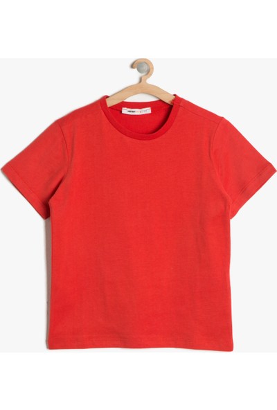 Koton Erkek Çocuk Bisiklet Yaka T-Shirt Kırmızı
