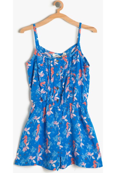 Koton Kız Çocuk Desenli Tulum Lacivert