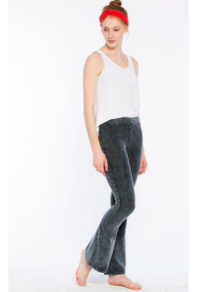 Bexy Emilia Hafif İspanyol Paça Gri Yoga Pantolonu