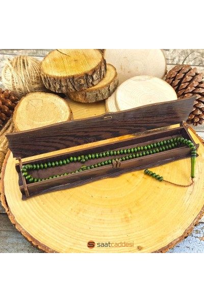 Pigoda Ahşap Kutusunda 99 ' Lu Yeşil Zikir Tesbihi Tespih